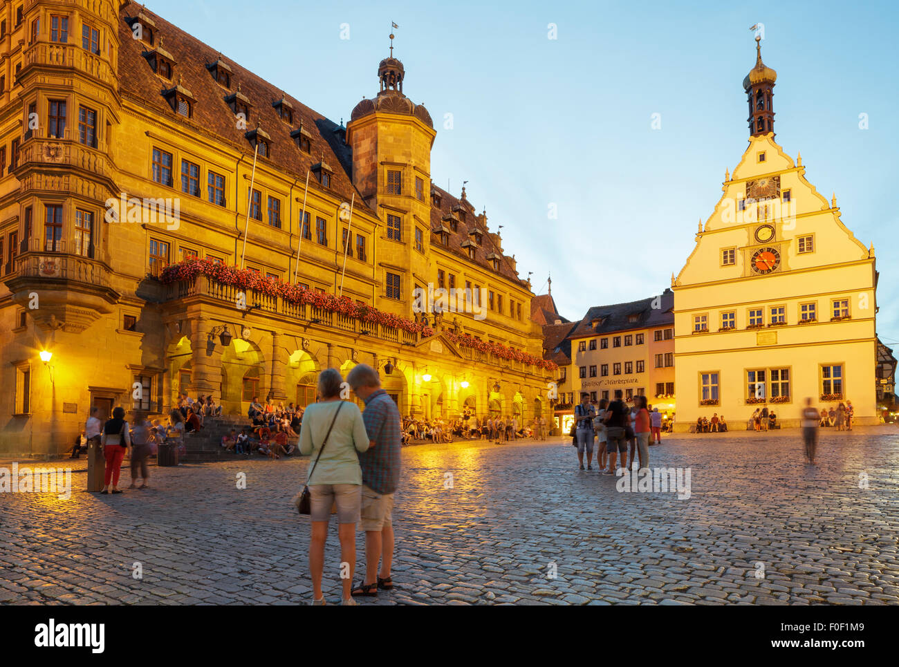 Marktplatz Market Square, Rothenburg ob der Tauber, Franconia, Bavaria ...