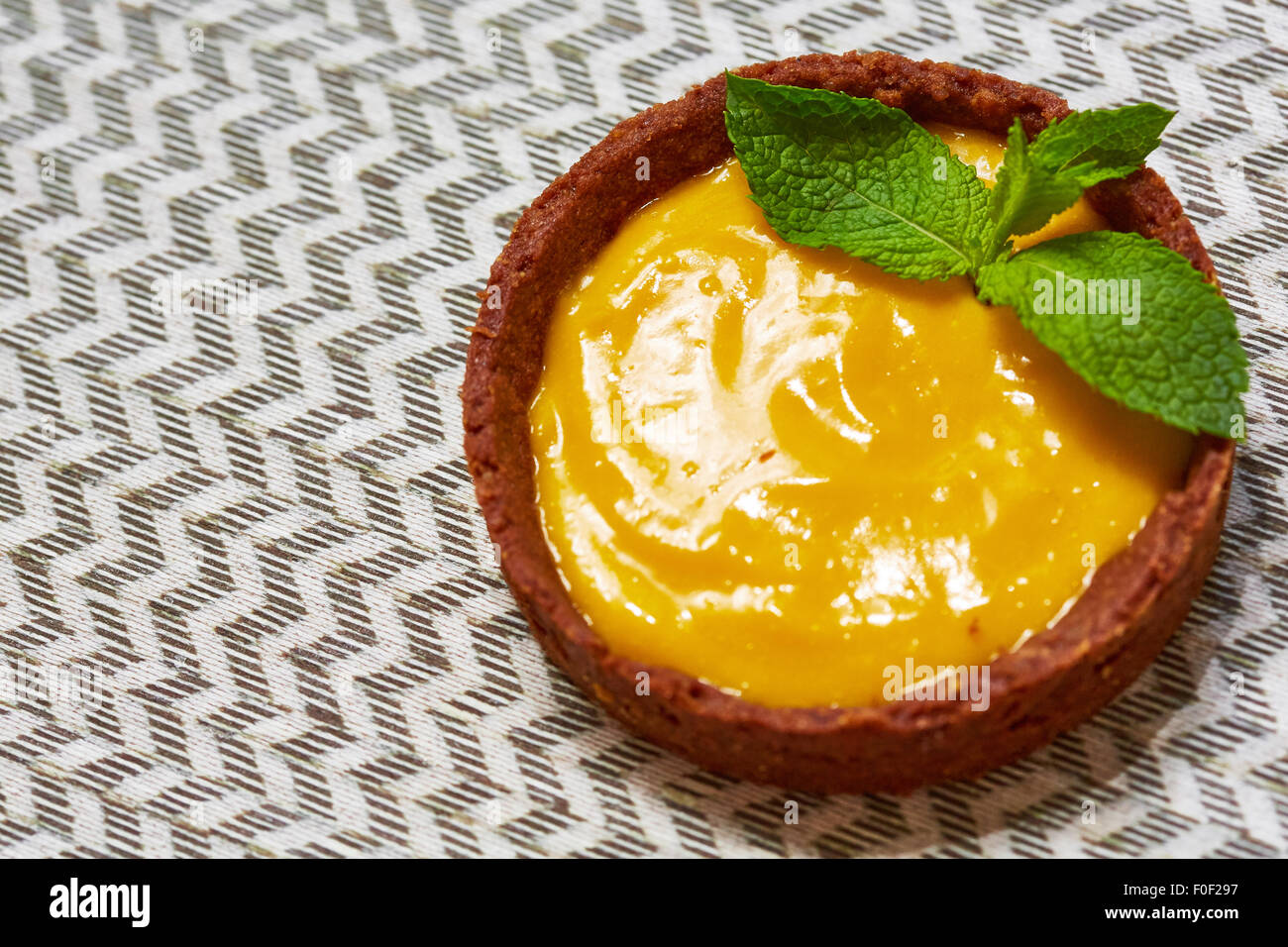 Sweet tartlets filled with cream. With copy space Stock Photo - Alamy