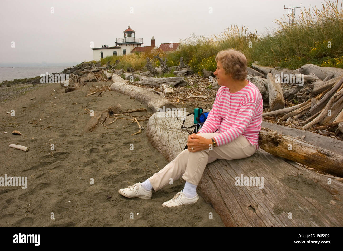 West Point Lighthouse, Discovery Park, Seattle, Washington Stock Photo ...