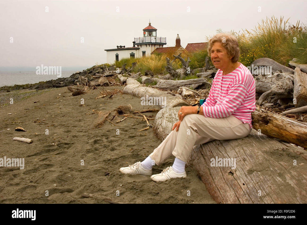 West Point Lighthouse, Discovery Park, Seattle, Washington Stock Photo ...