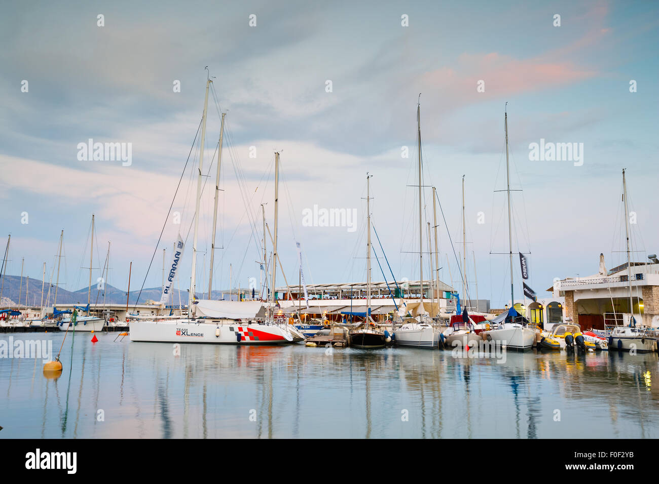 Boats at the yacht club in Mikrolimano marina in Athens, Greece Stock ...