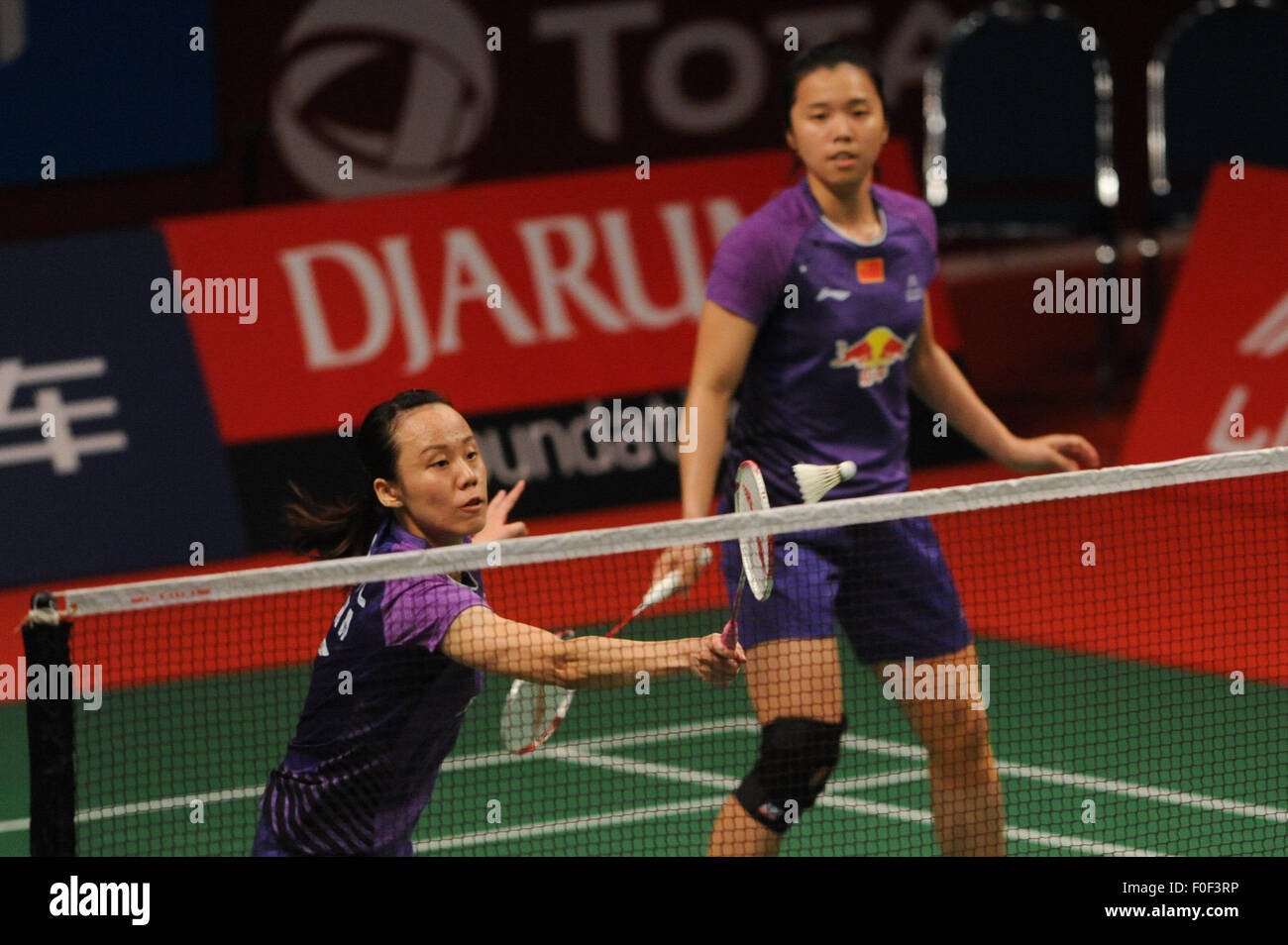 Jakarta, Indonesia. 14th Aug, 2015. Zhao Yunlei (L) and Tian Qing of ...