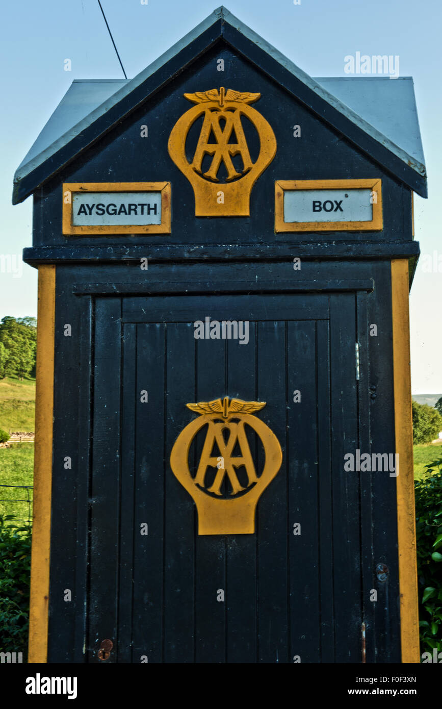 An old AA telephone box on the outskirts of Aysgarth and has now become ...