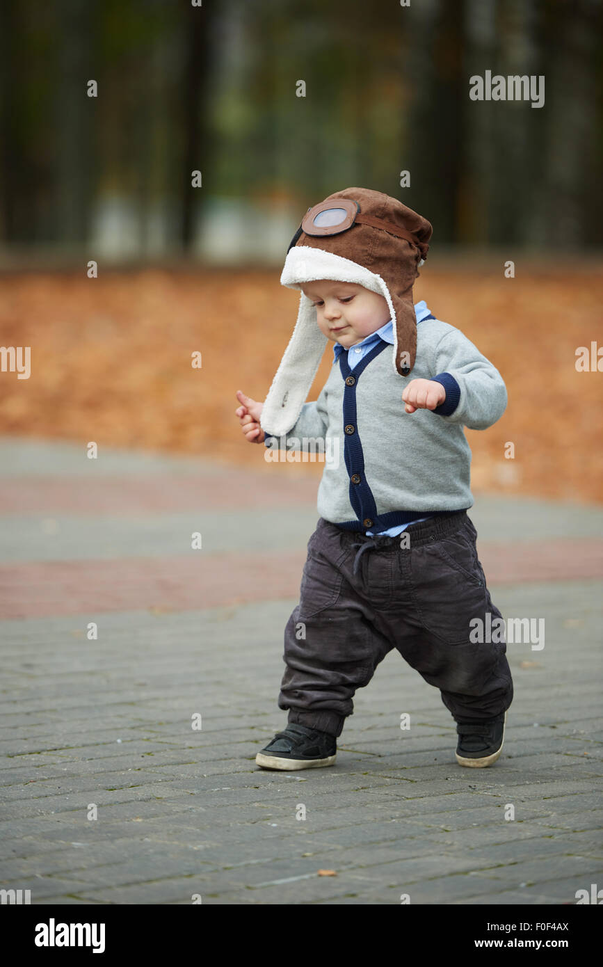 little boy in helmet pilot portrait Stock Photo - Alamy