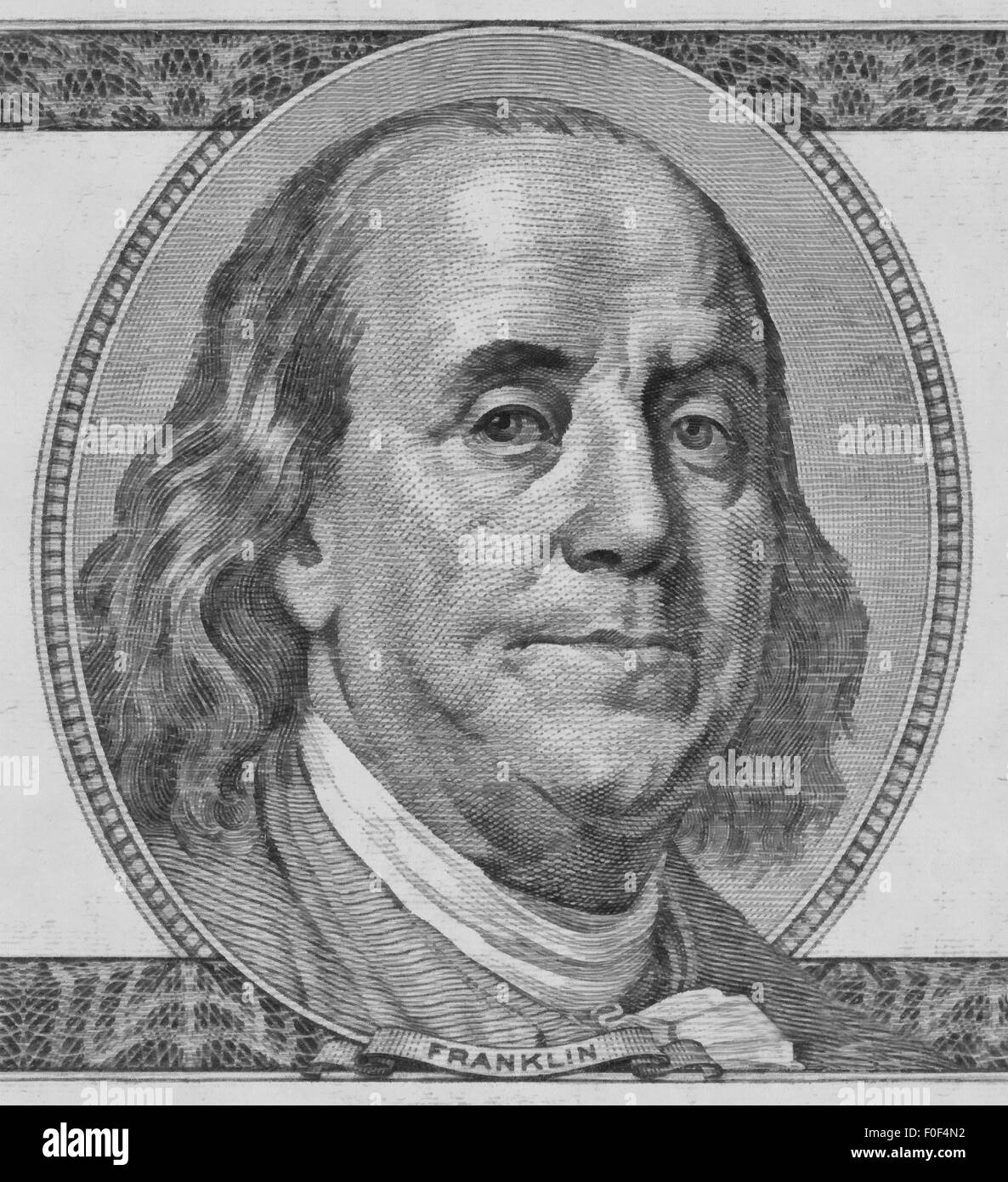 Benjamin Franklin Face Banknote Black and White Stock Photos & Images ...