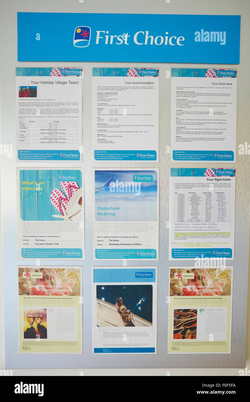 First Choice Holiday Information Board Within The Holiday Village ...