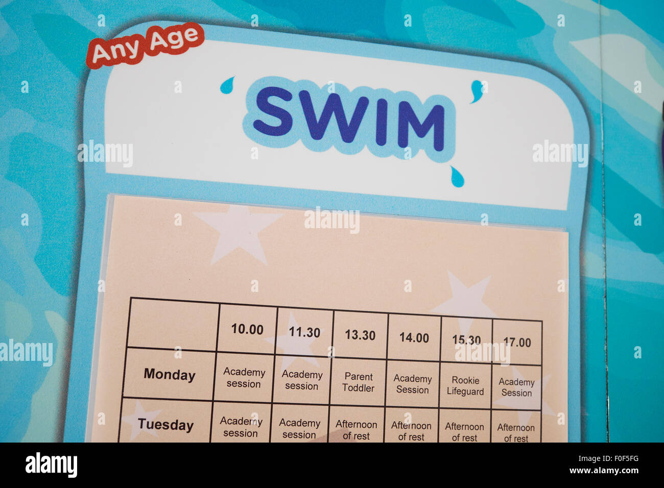 Any Age Swim Timetable Holiday Village Algarve Balaia Portugal Stock ...