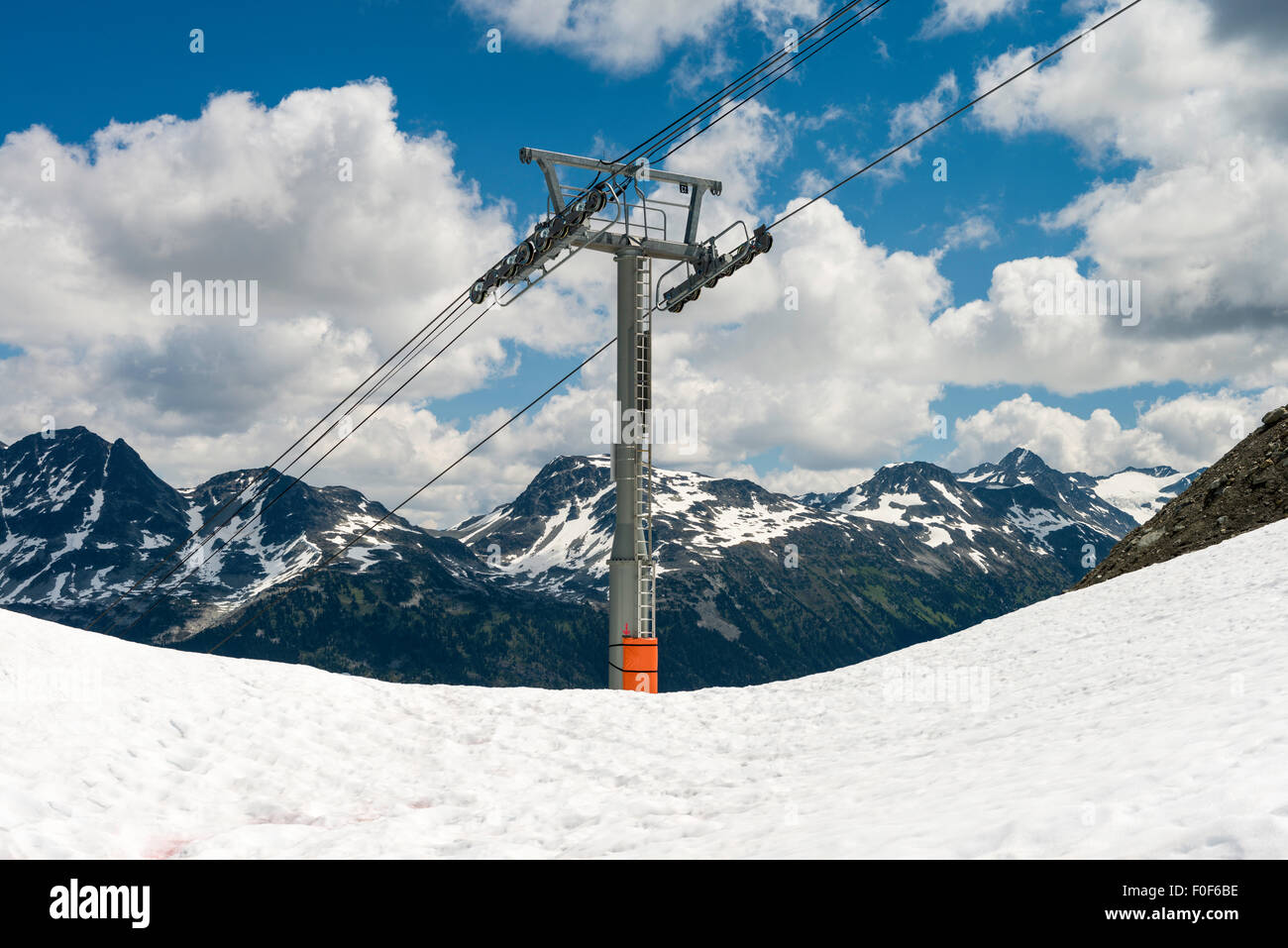Chair lift tower on Whistler Mountain in summer, seen from Pika's ...