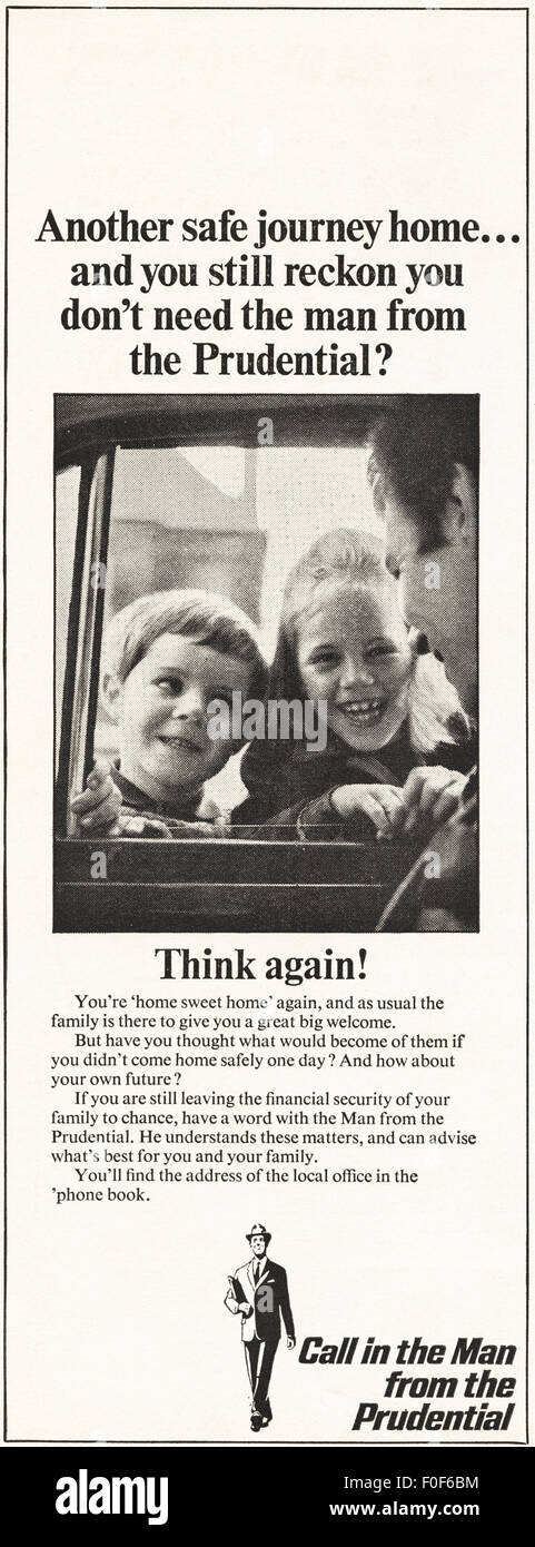 1960s advert. Magazine advertisement dated 1968 advertising Prudential ...