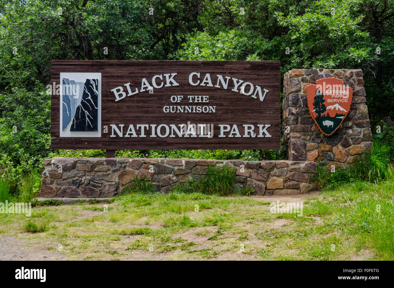 The welcome sign to Black Canyon of the Gunnison National Park Stock ...