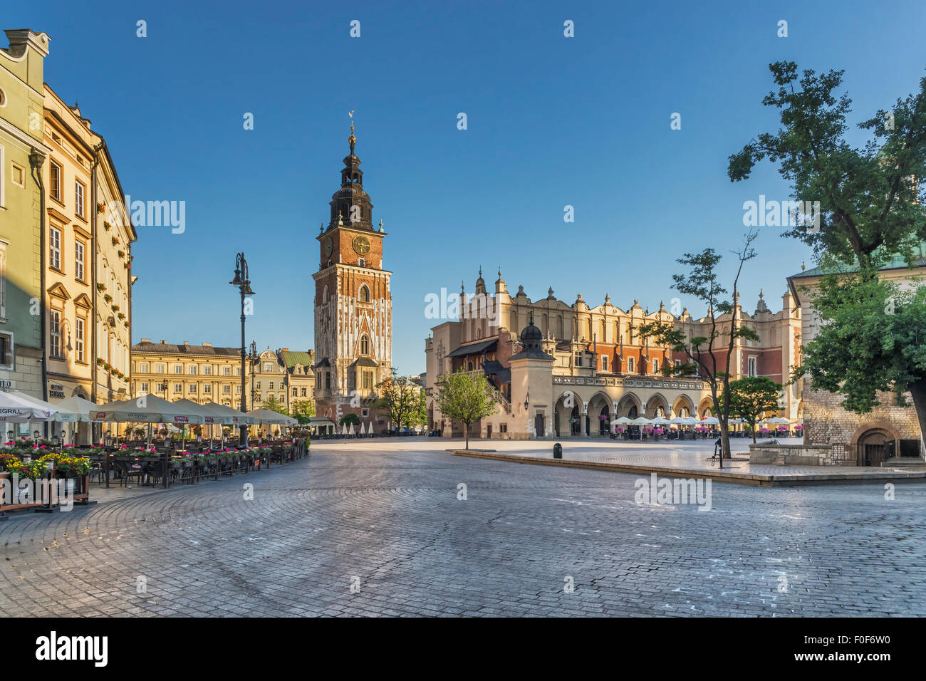 The 70 meter high town hall tower, Krakow, Lesser Poland, Poland ...