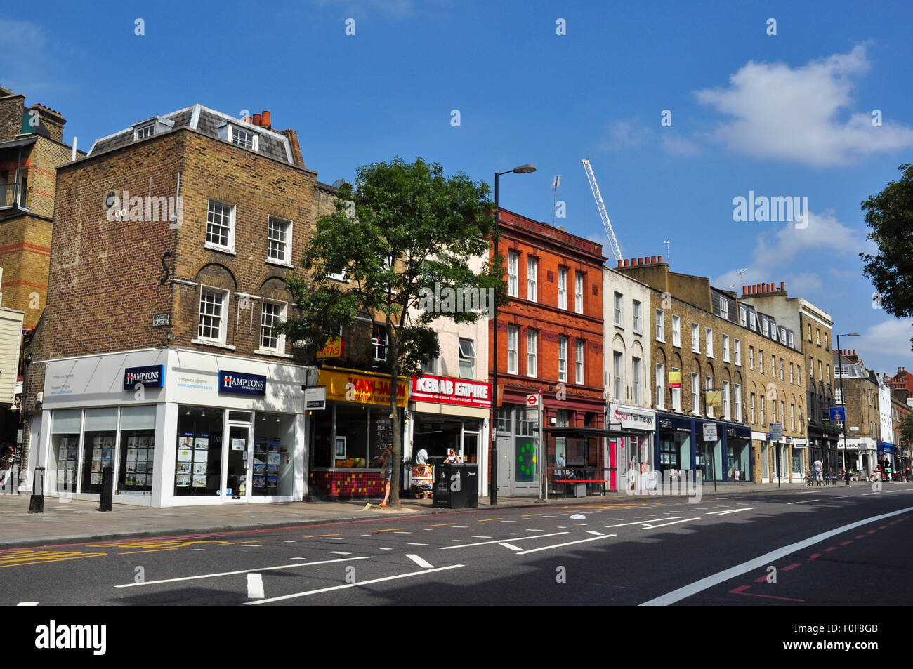 Restaurants, shops and offices, Upper Street, Islington, London ...
