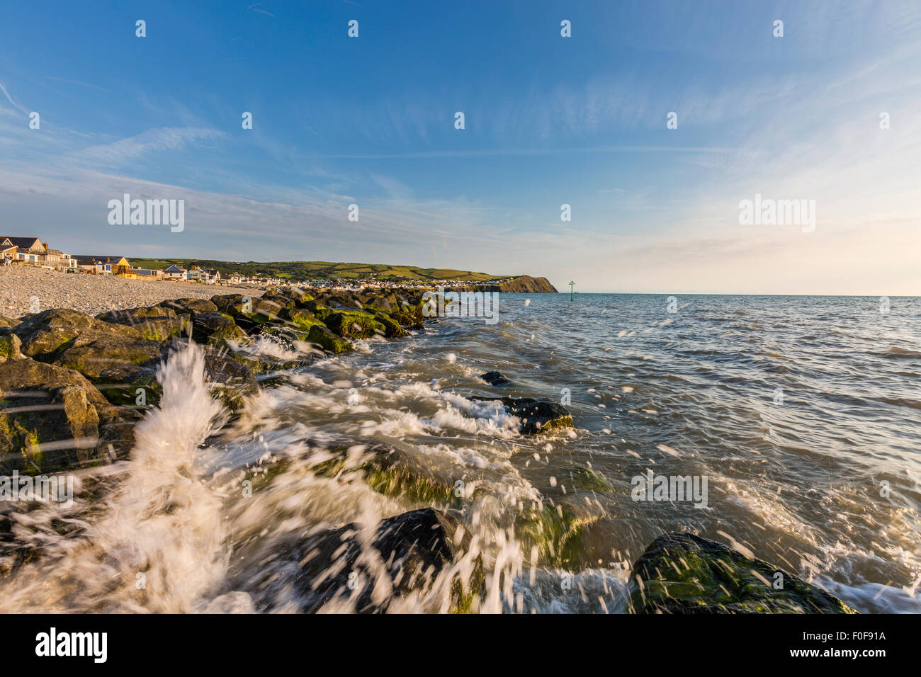 The headland and seafront at Borth, Ceredigion, Wales Stock Photo - Alamy