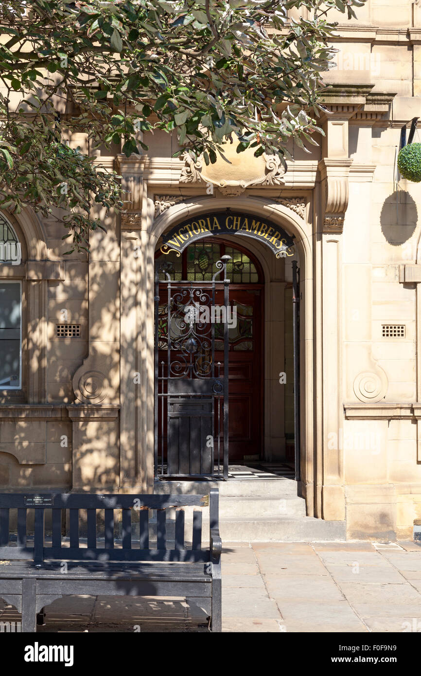 Ornate entrance to Victoria Chambers, Wakefield, West Yorkshire Stock ...