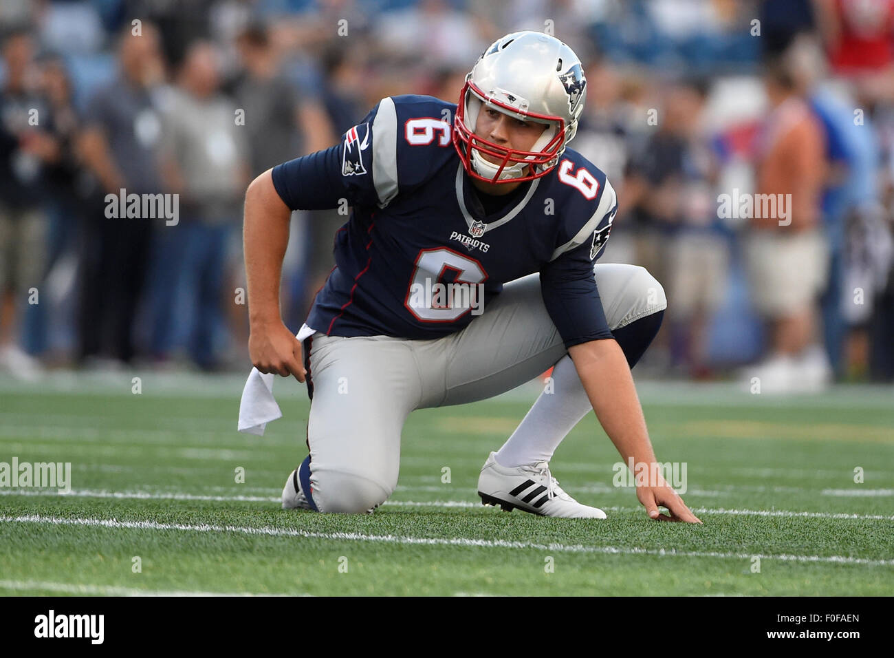 August 13, 2015: New England Patriots punter Ryan Allen (6) waits for ...