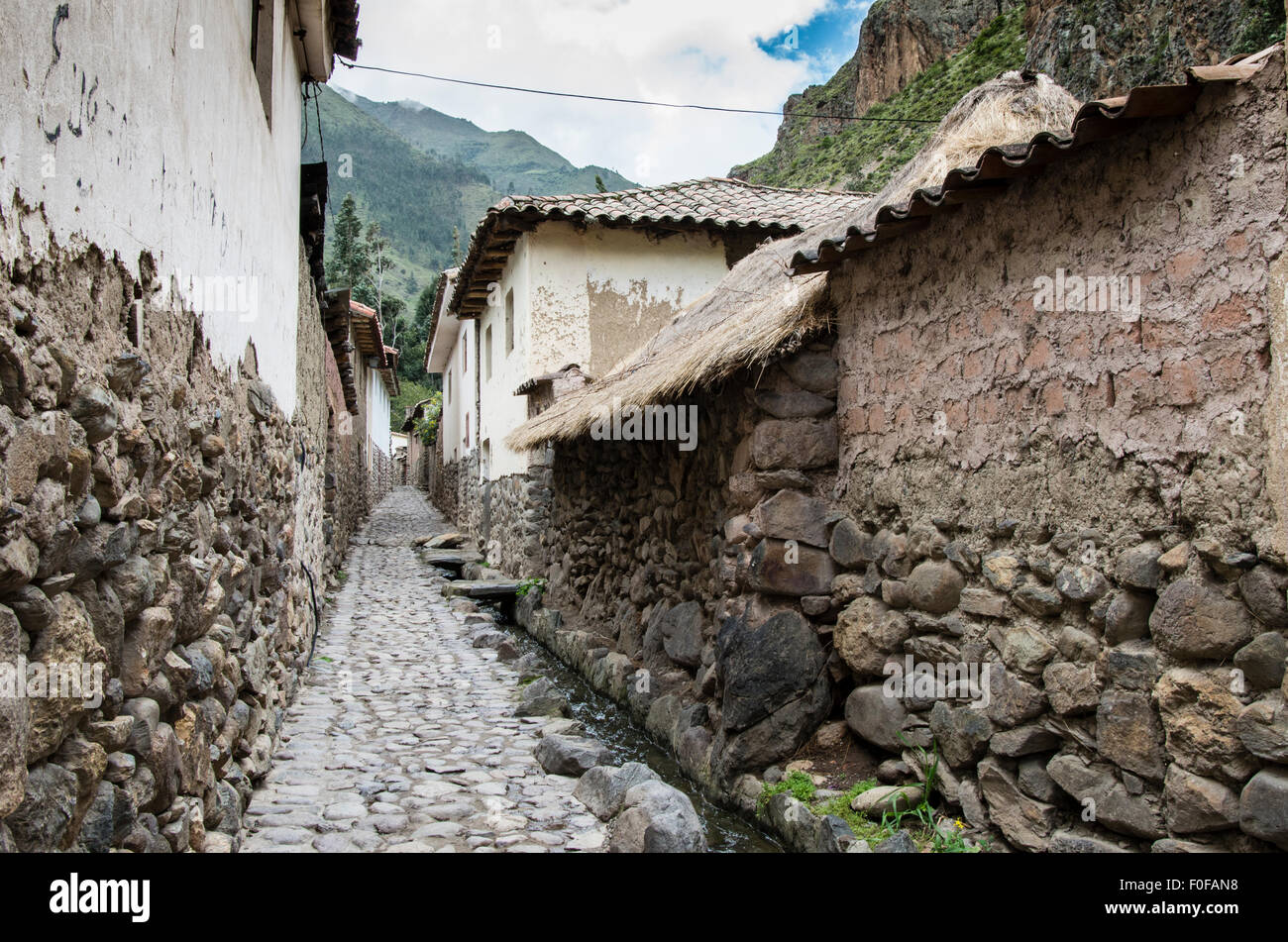Ollantaytambo village. Inca village in Sacred valley, Cusco. Peru Stock ...