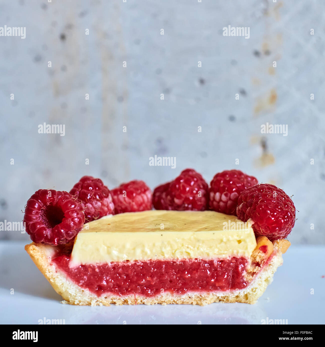 Home made tartlets with raspberries. With copy space Stock Photo - Alamy