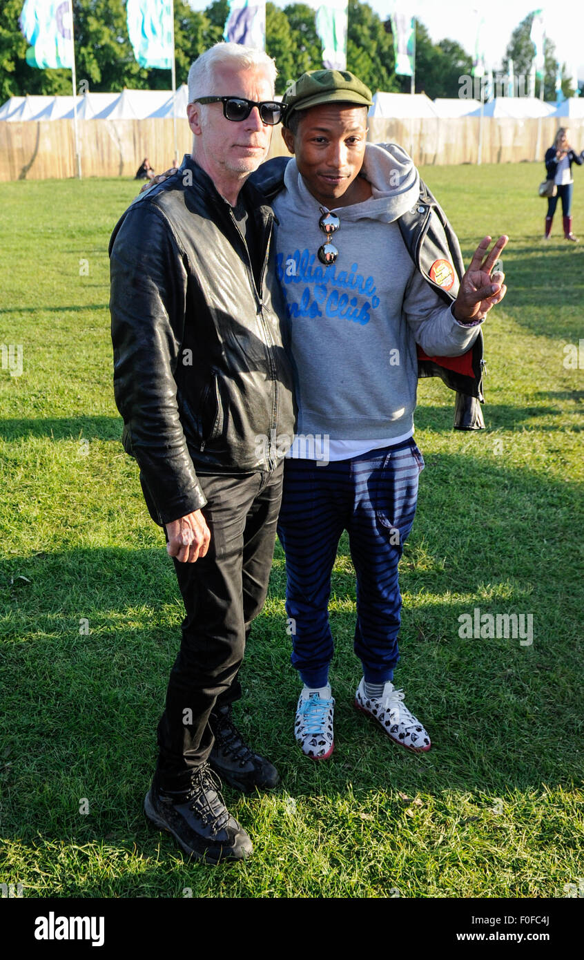Pharrell Williams backstage at the Isle of Wight Festival 2015 ...
