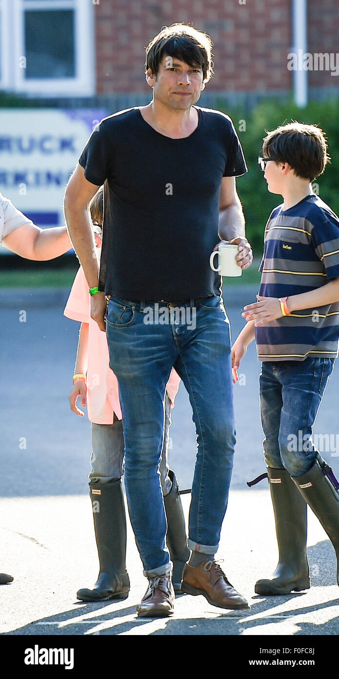 Alex James and his kids backstage at the Isle of Wight Festival 2015 ...