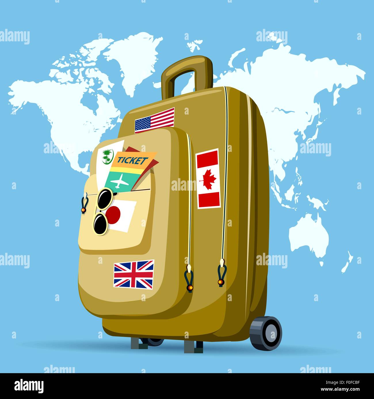 Old globe map suitcase Stock Vector Images - Alamy