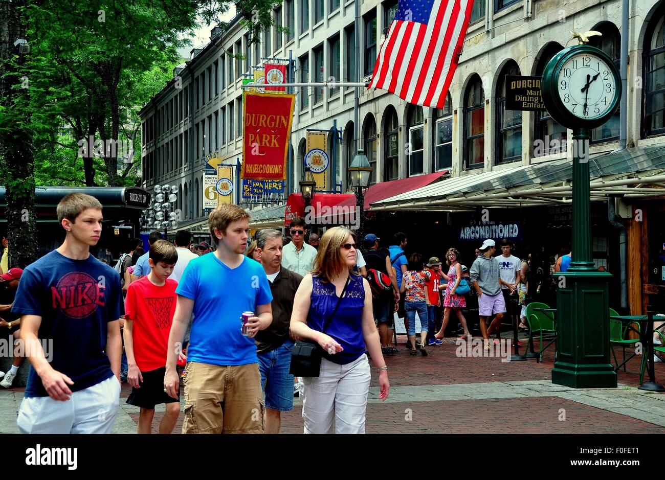 Boston, Massachusetts: People strolling past Durgin Park restaurant in ...