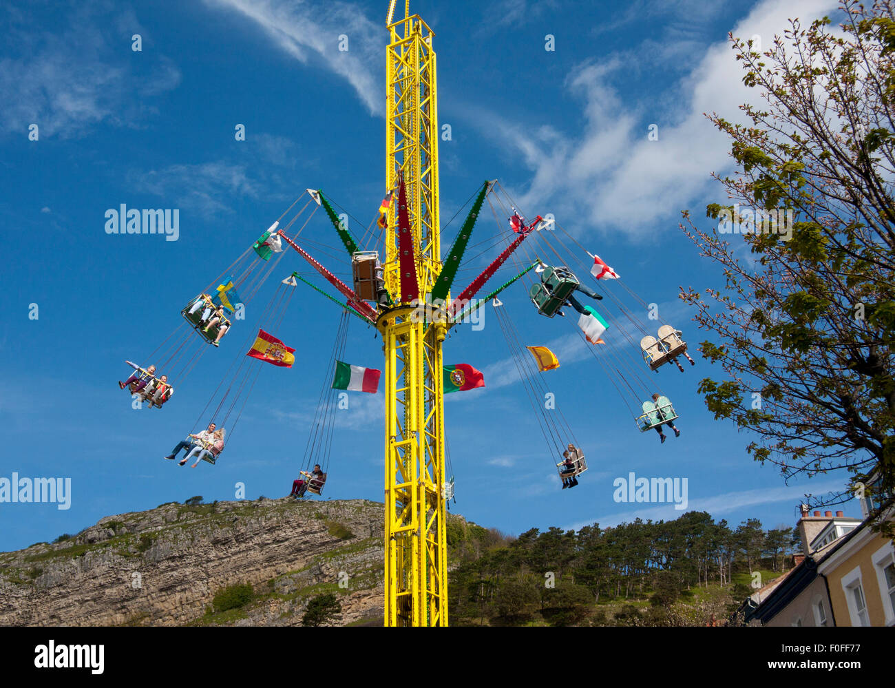 One of the fairground rides which fill the streets of Llandudno during ...