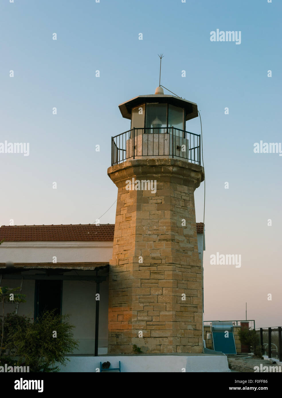 Faros Lighthouse at Cape Kiti on sunset, near Pervolia, Cyprus Stock ...