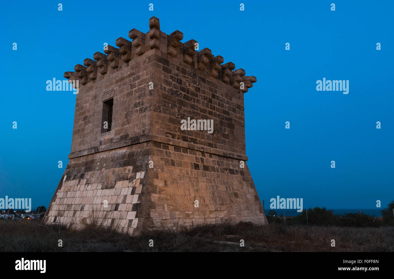 Medieval venetian watchtower at Kiti on sunset. Larnaca. Cyprus Stock ...