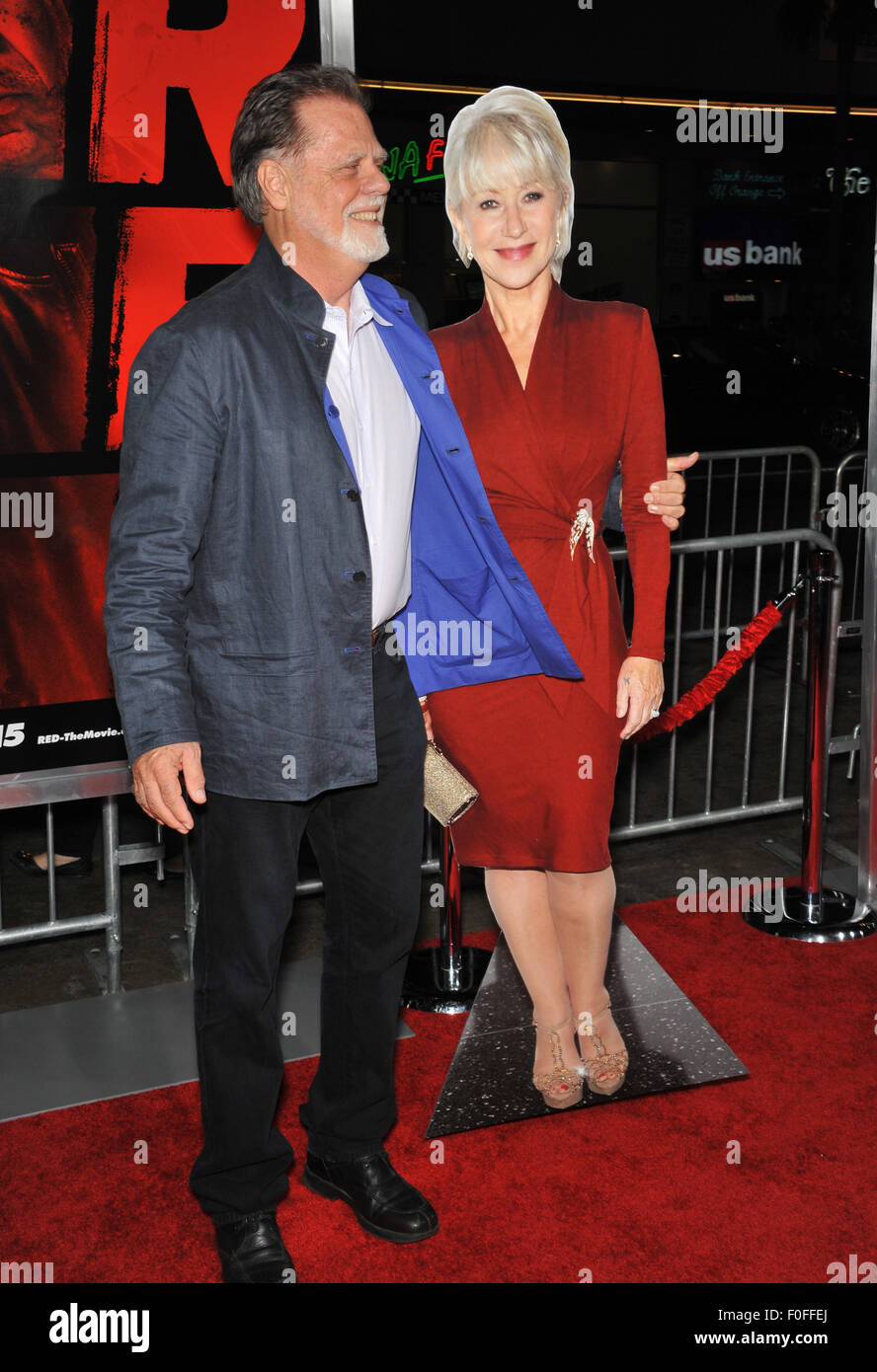 LOS ANGELES, CA - OCTOBER 11, 2010: Taylor Hackford with cutout model ...