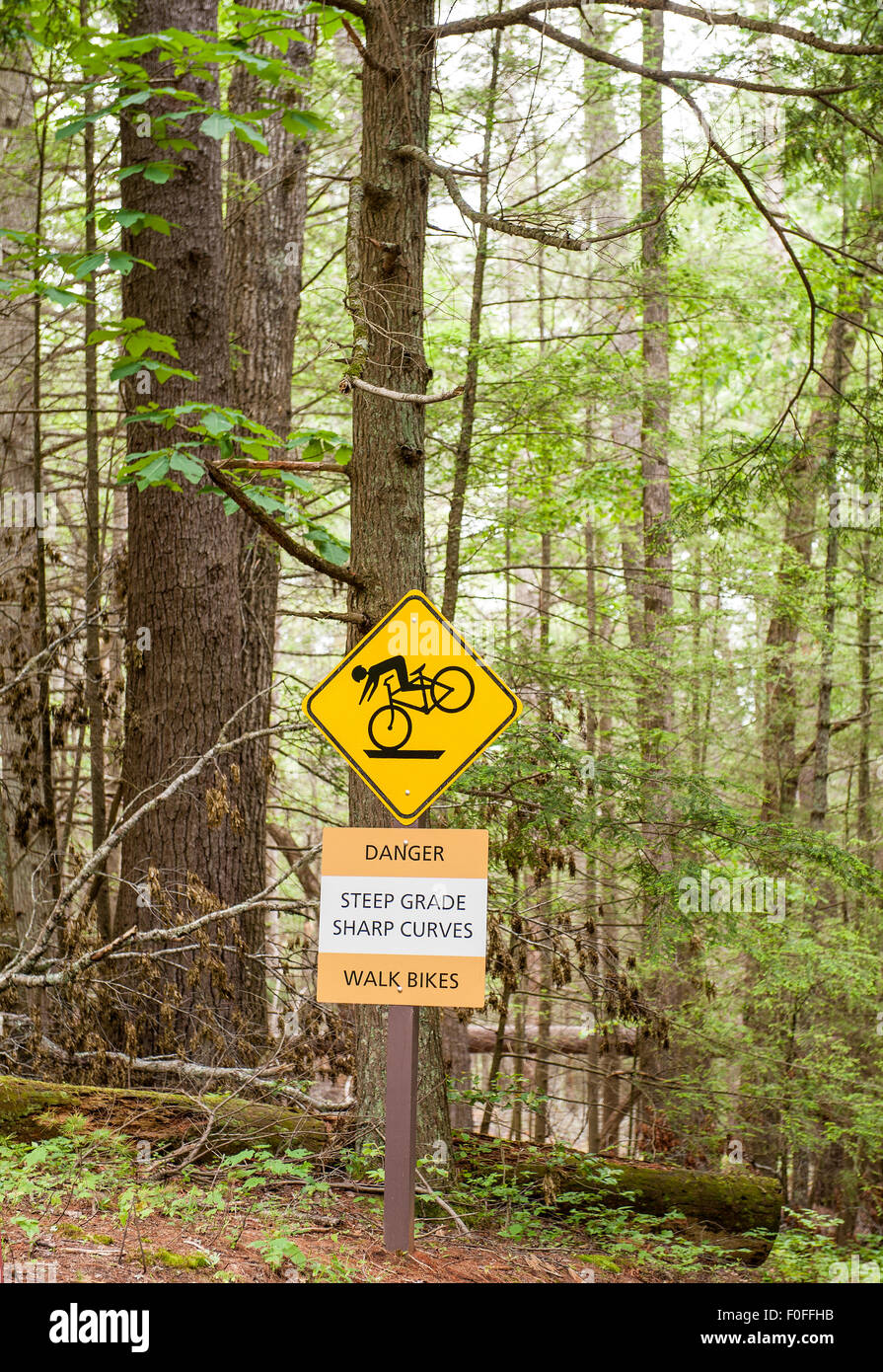 Bicycle warning of steep grade Stock Photo - Alamy