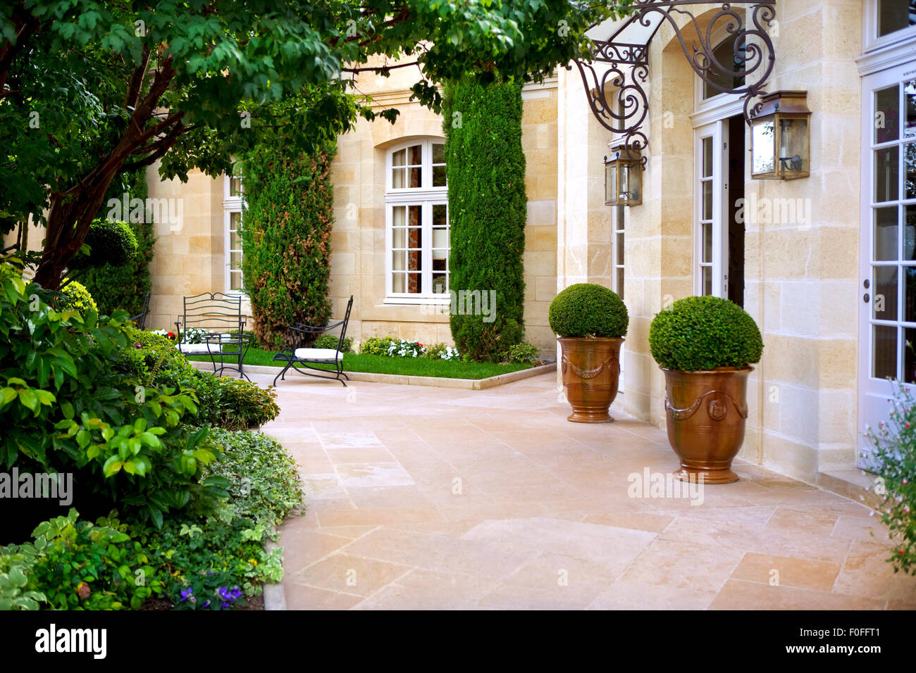 Terrace of a French mansion near Bordeaux Stock Photo - Alamy