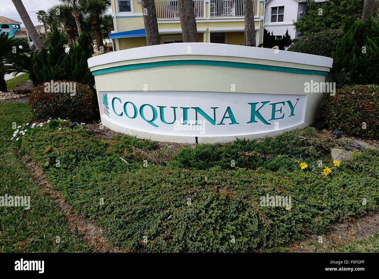 Entrance to Coquina Key development, Ormond-by-the-Sea. Florida Stock ...