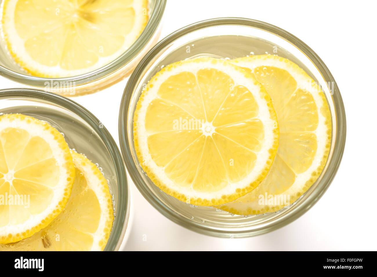 Sparkling water glass with lemon, view from the top Stock Photo - Alamy