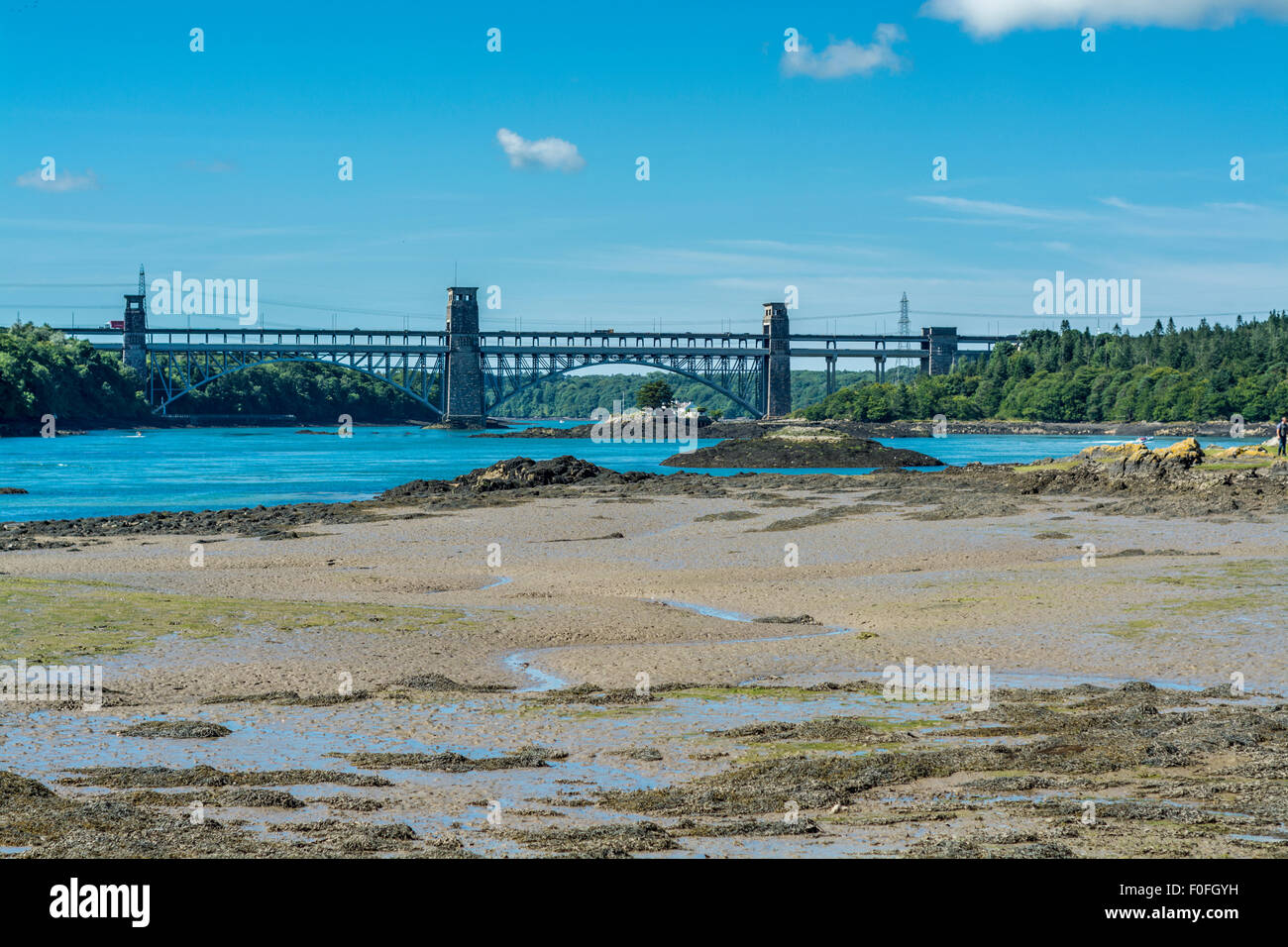 View of the Britannia Bridge , Anglesey, North Wales, UK taken on the ...