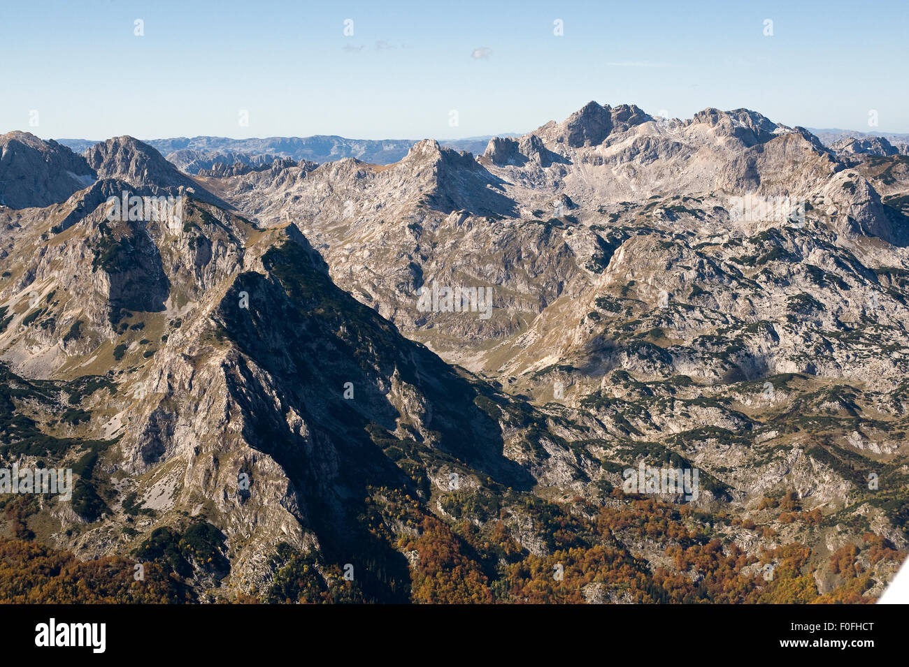 Aerial view of Durmitor Mountains, Durmitor NP, Montenegro, October ...