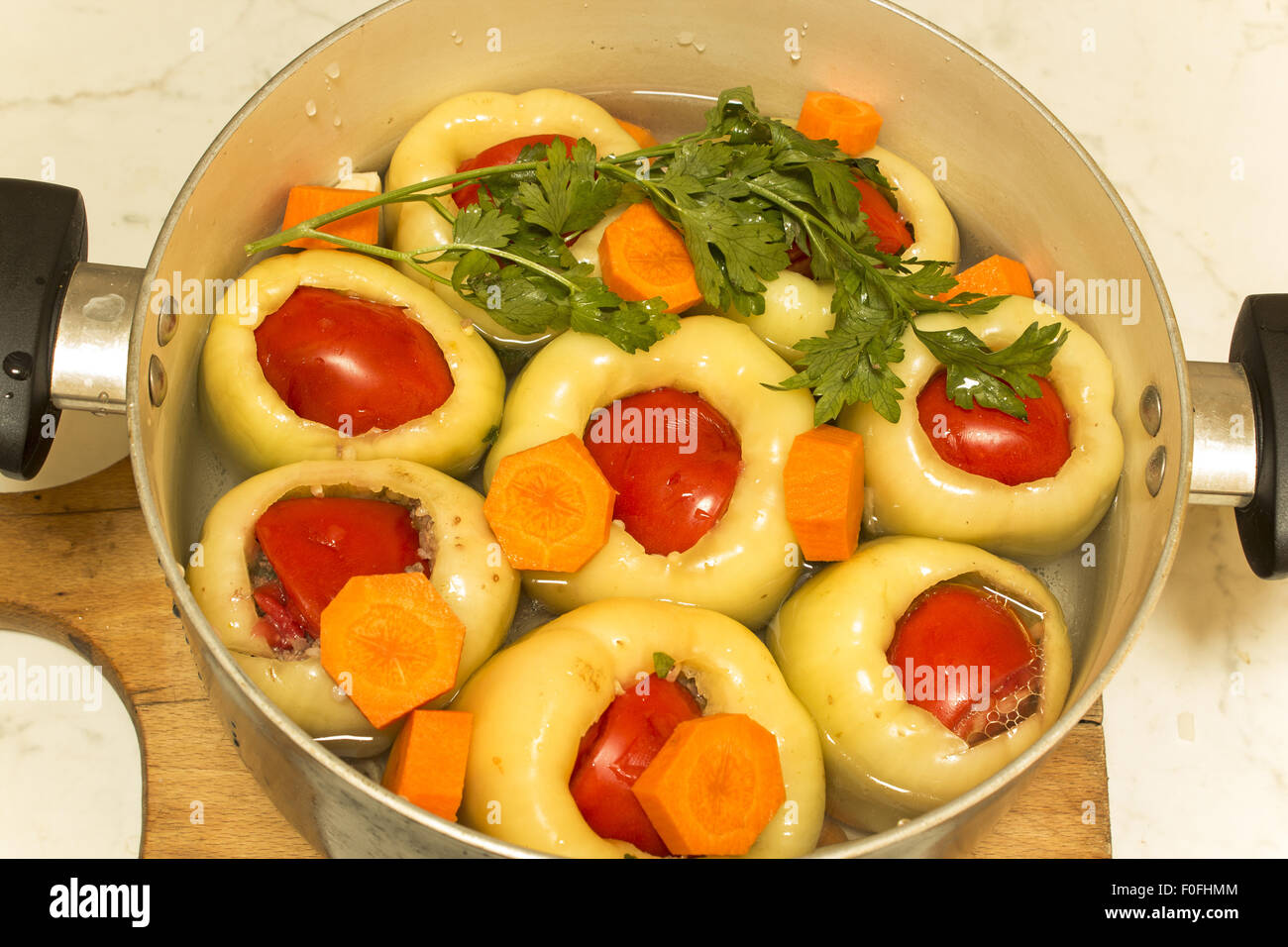 Stuffed peppers in a pot Stock Photo - Alamy