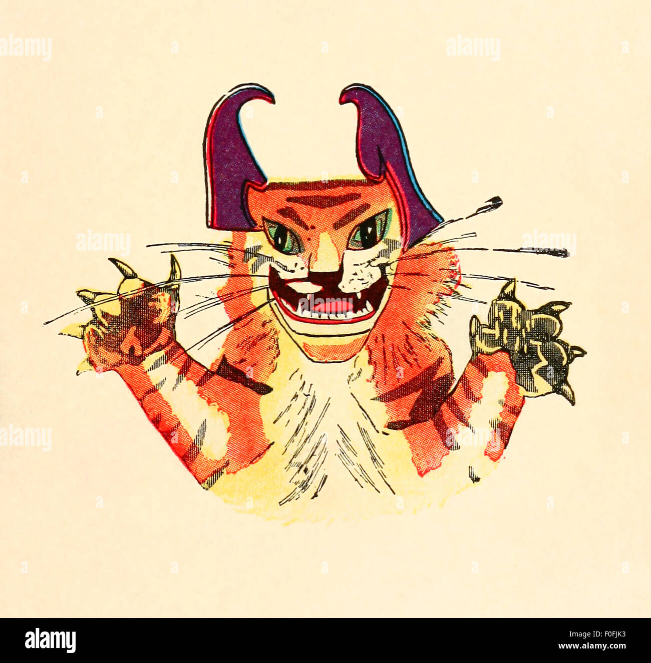 The tiger wearing Little Black Sambo's purple shoes on his ears. Image ...