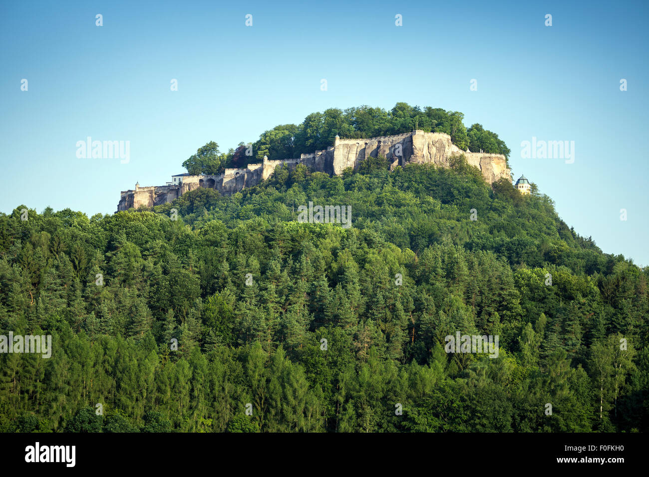 Fortress Koenigstein on hilltop, Saxonian Swiss, Saxony, Germany ...