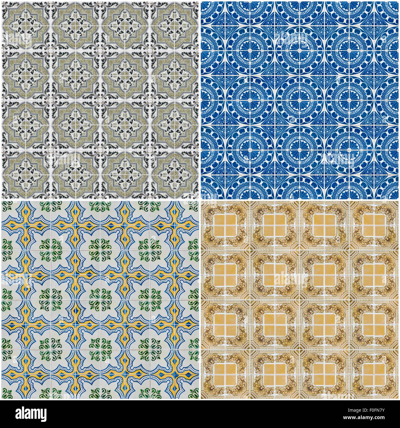 Set of four ceramic tiles patterns, vintage wall decoration Stock Photo ...