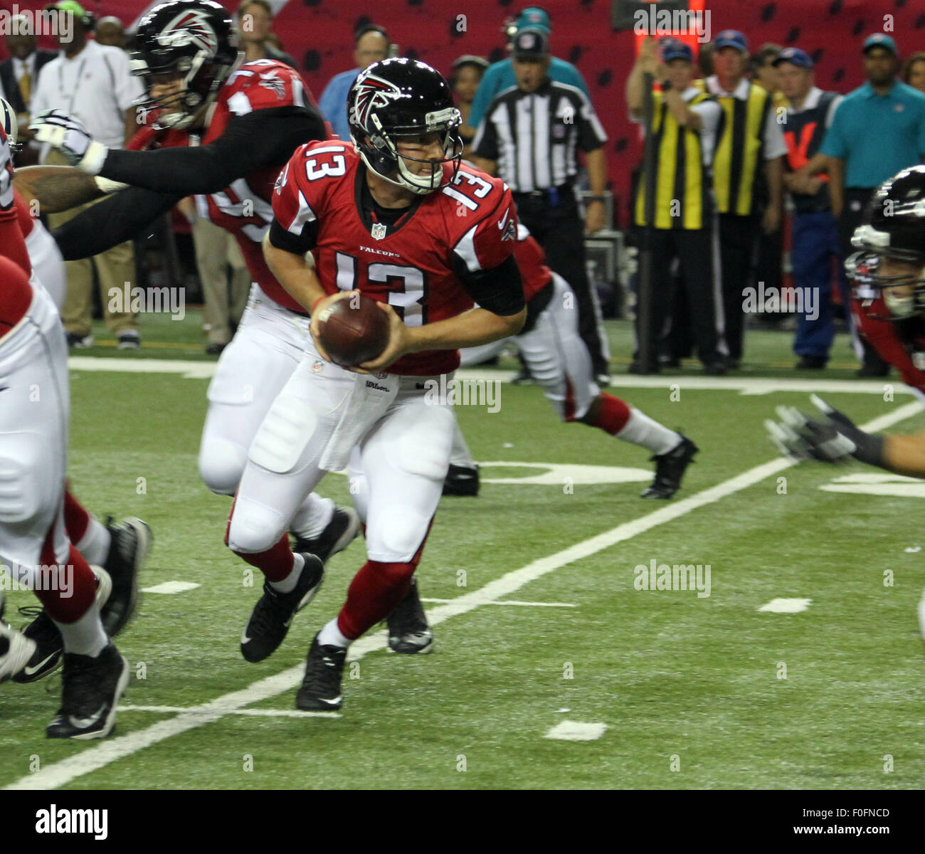 Atlanta, Georgia, USA. 14th Aug, 2015. Atlanta Falcons quarterback T.J ...