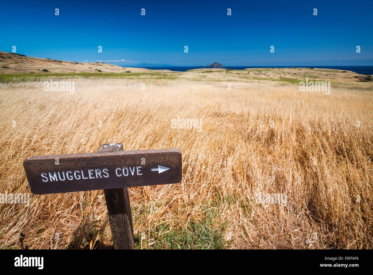 Smugglers Cove sign at Scorpion Ranch, Santa Cruz Island, Channel ...