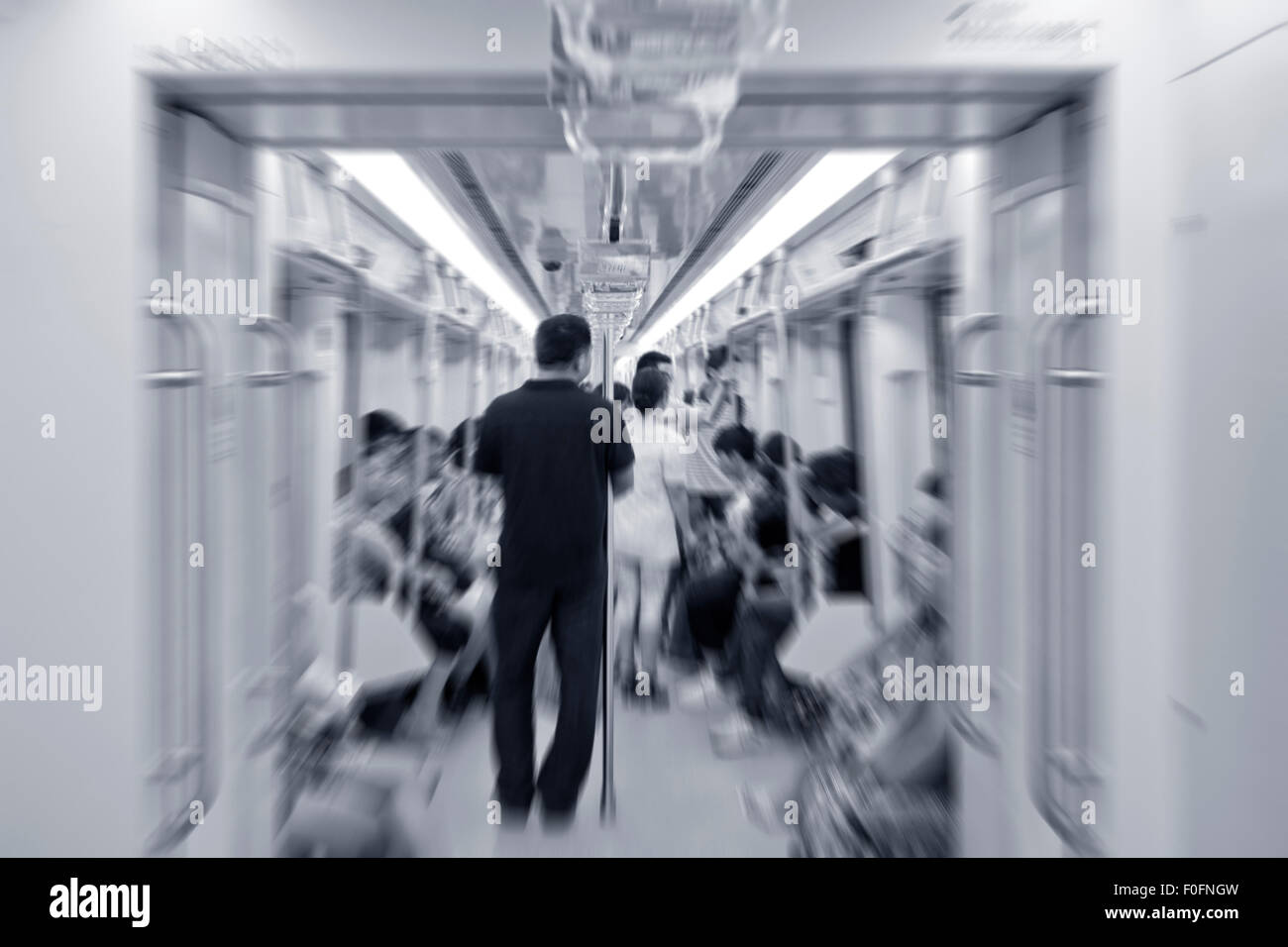 Passengers inside subway cars Stock Photo - Alamy