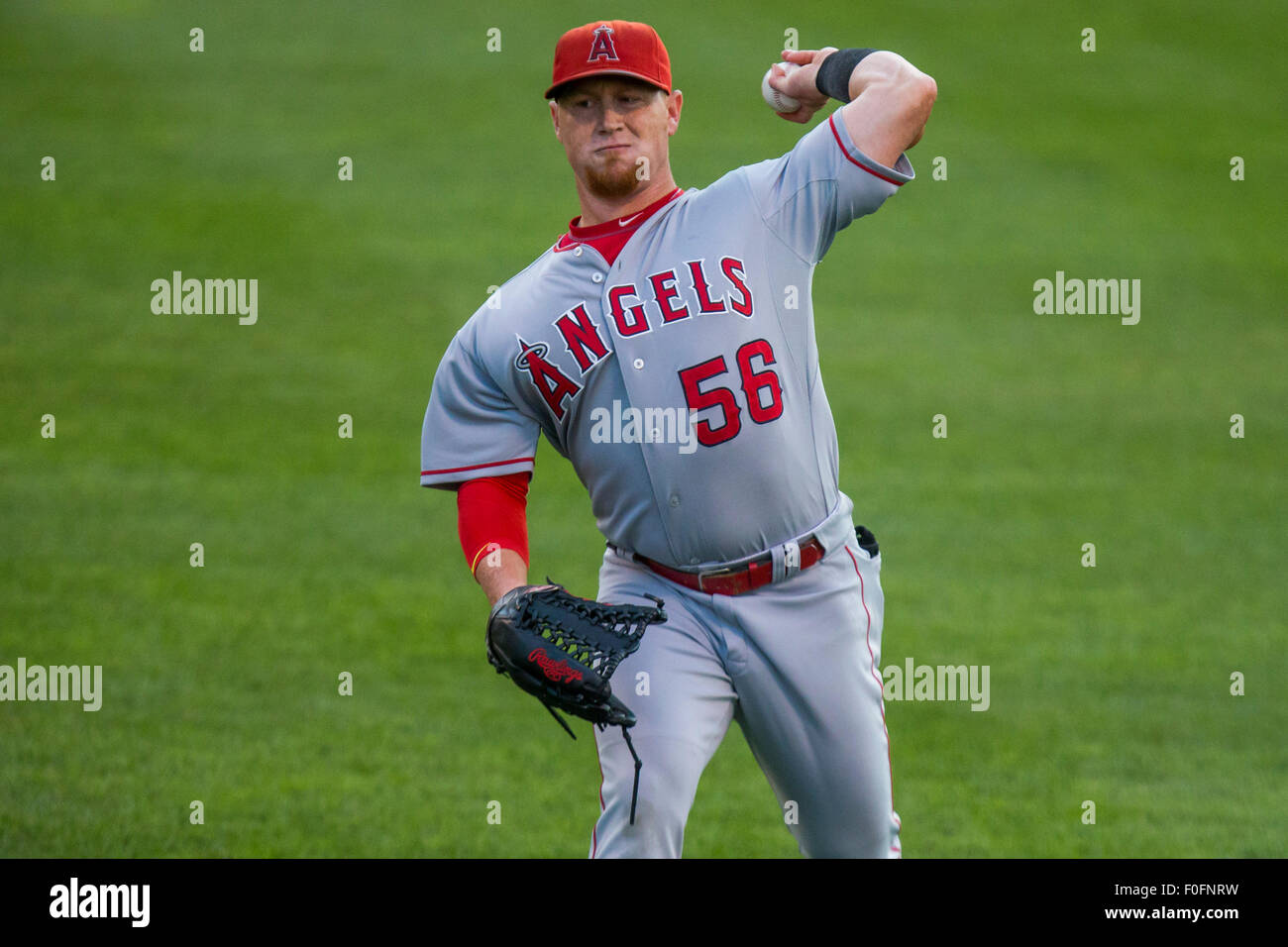 Kansas City, Missouri, USA. 14th Aug, 2015. Kole Calhoun #56 of the Los ...