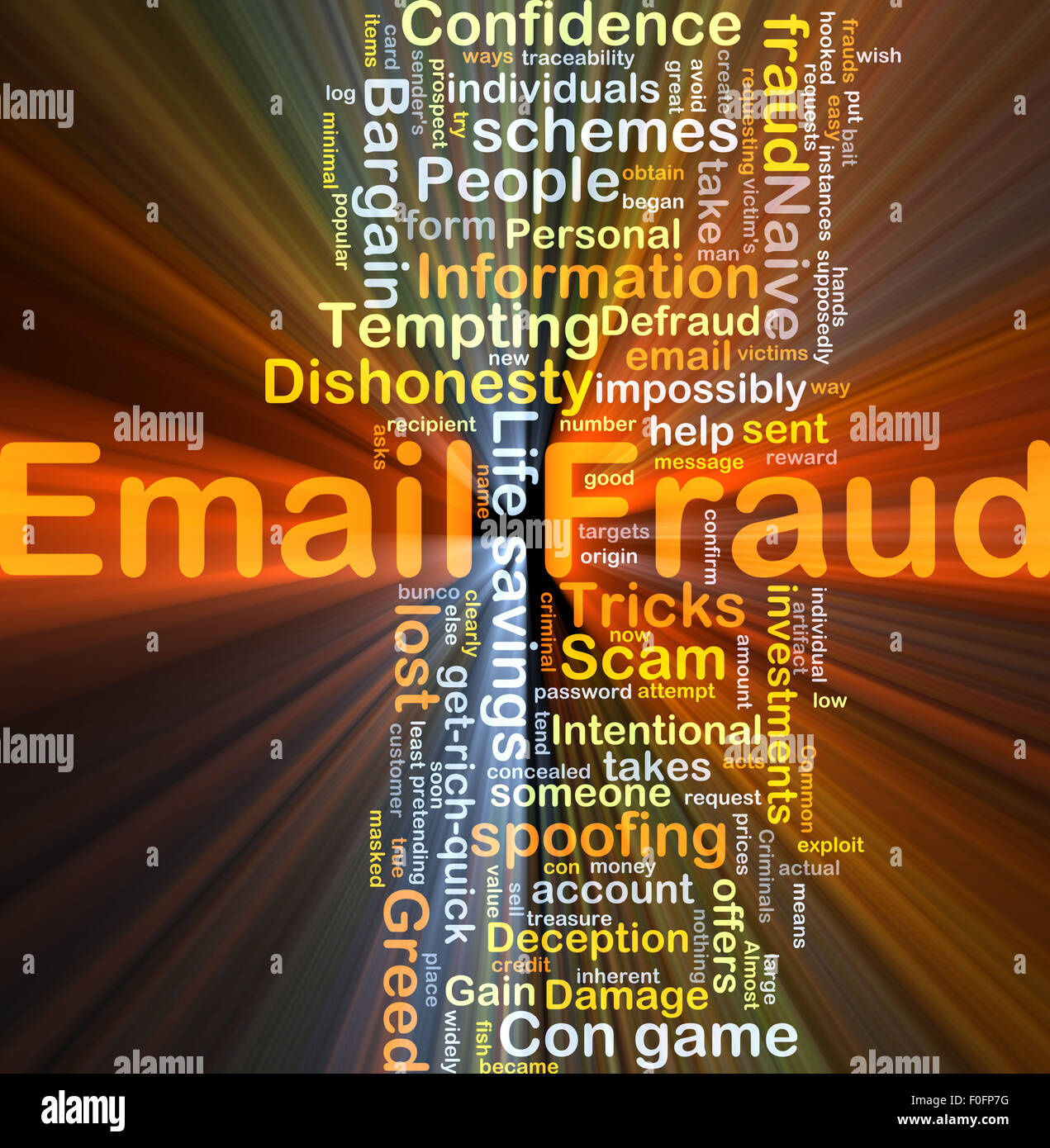Background concept wordcloud illustration of email fraud glowing light ...