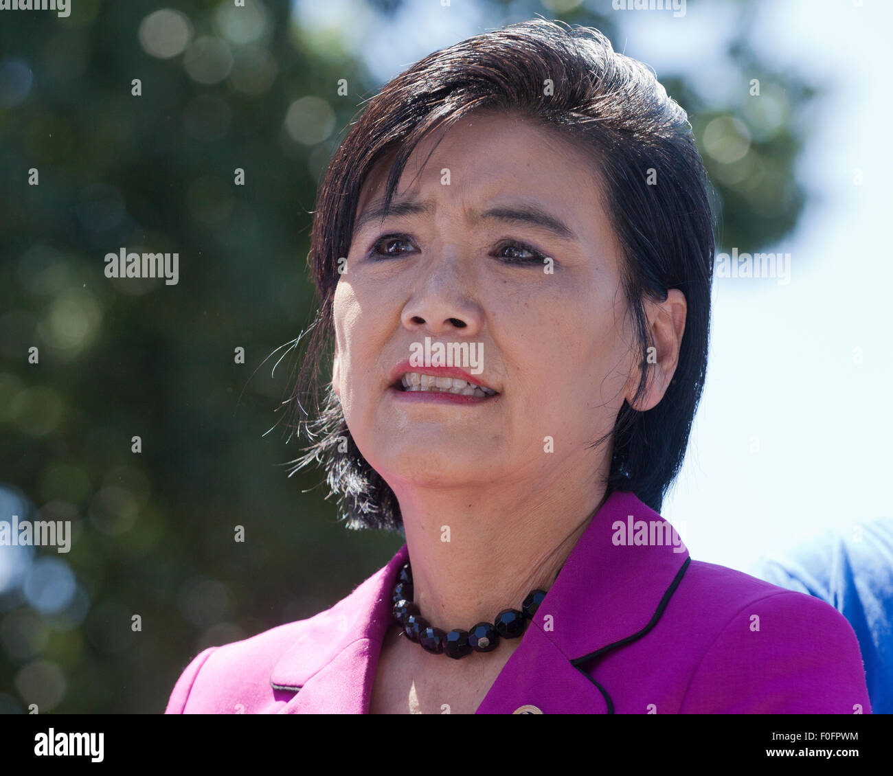 US Congresswoman Judy Chu (D-CA) waiting to speak to federal contract ...