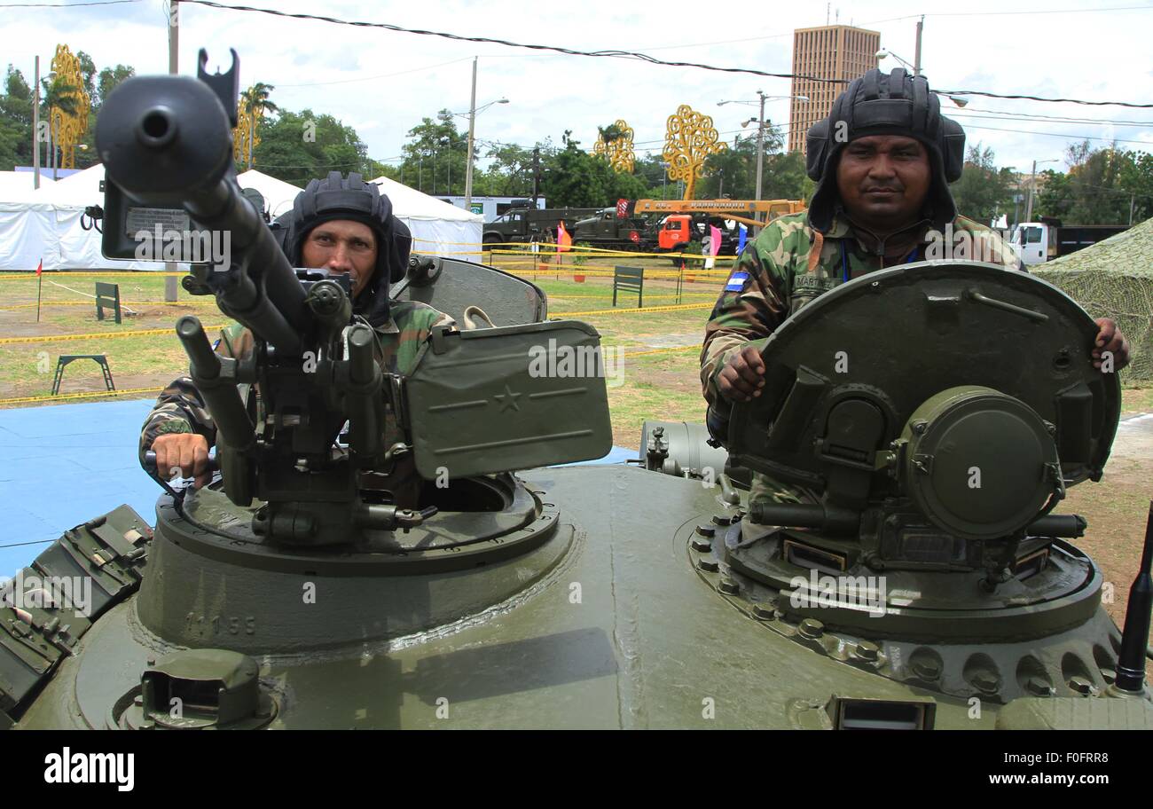 Managua, Nicaragua. 14th Aug, 2015. Members of the Nicaraguan Army take ...