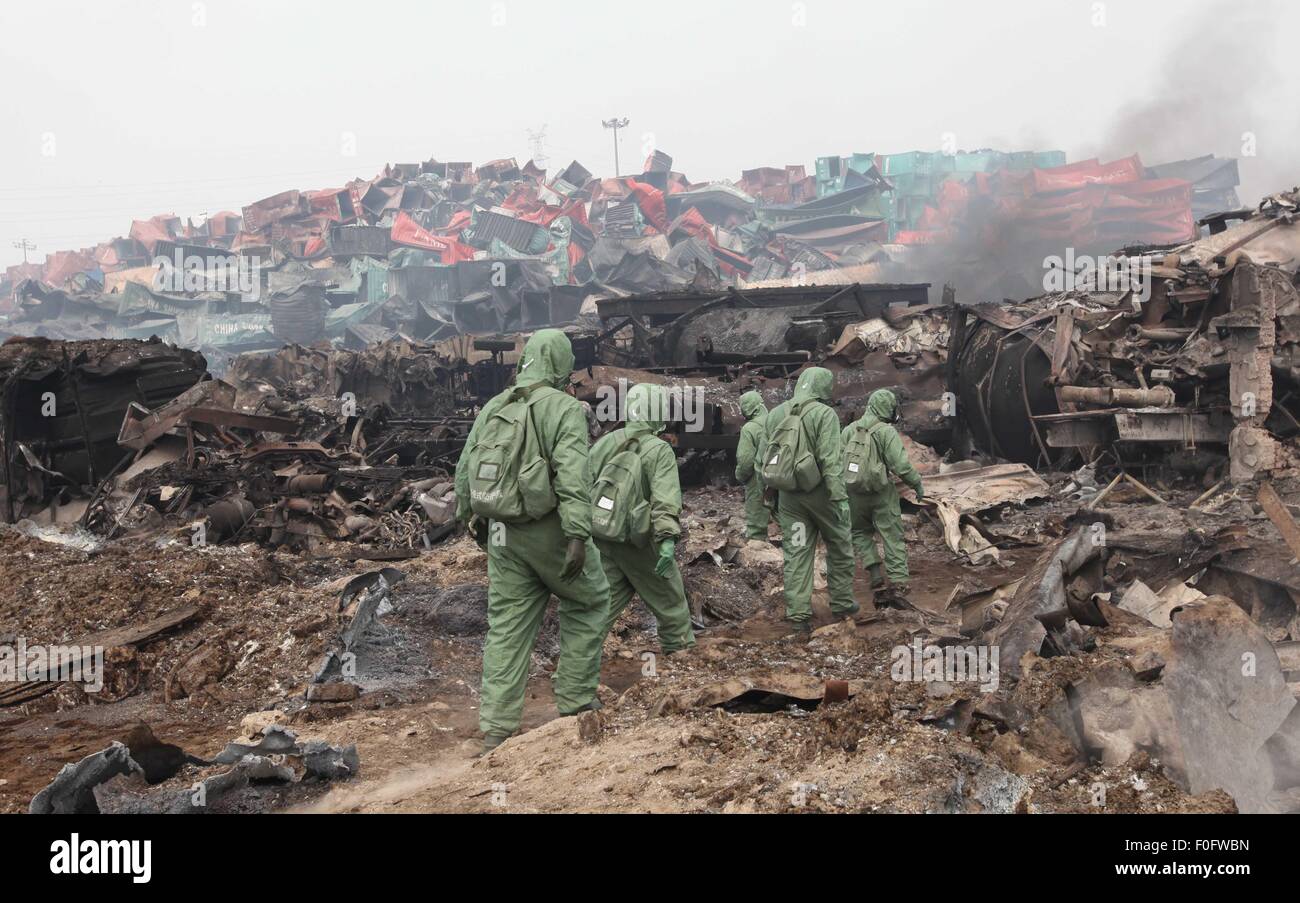 Tianjin, China. 15th Aug, 2015. Soldiers of National Nuclear ...