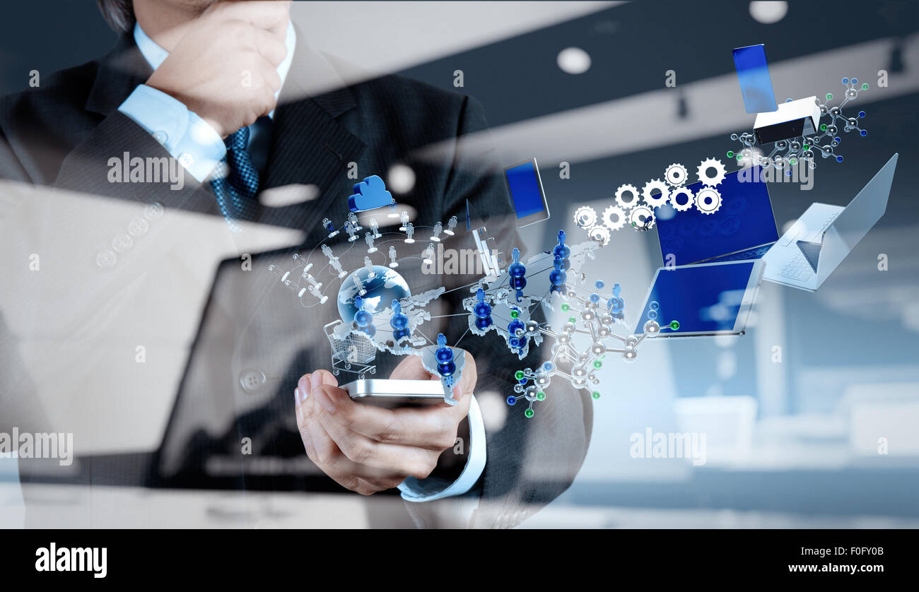 businessman shows modern technology as concept Stock Photo - Alamy