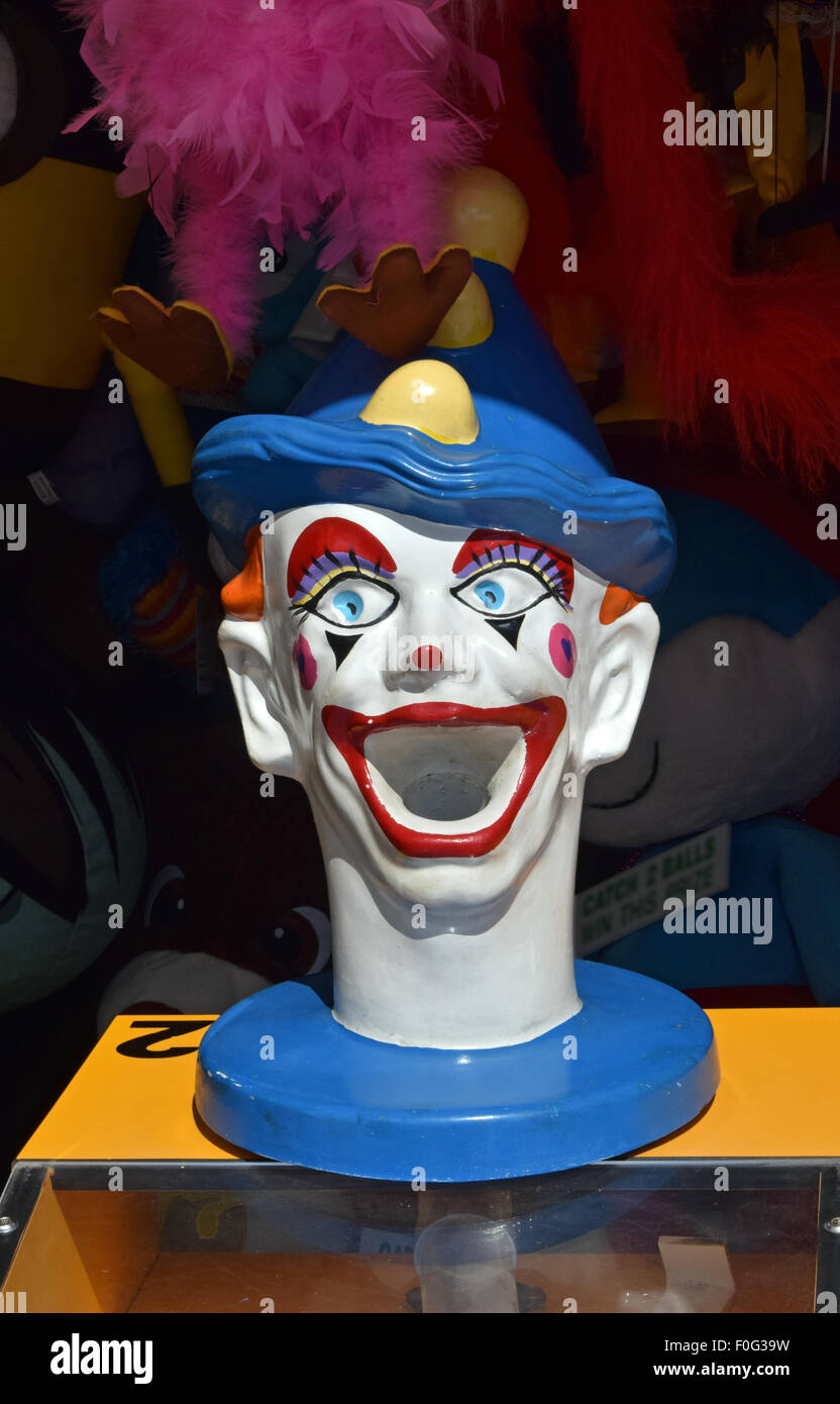 A clown face at the FEED THE CLOWN game concession in Coney ISland ...