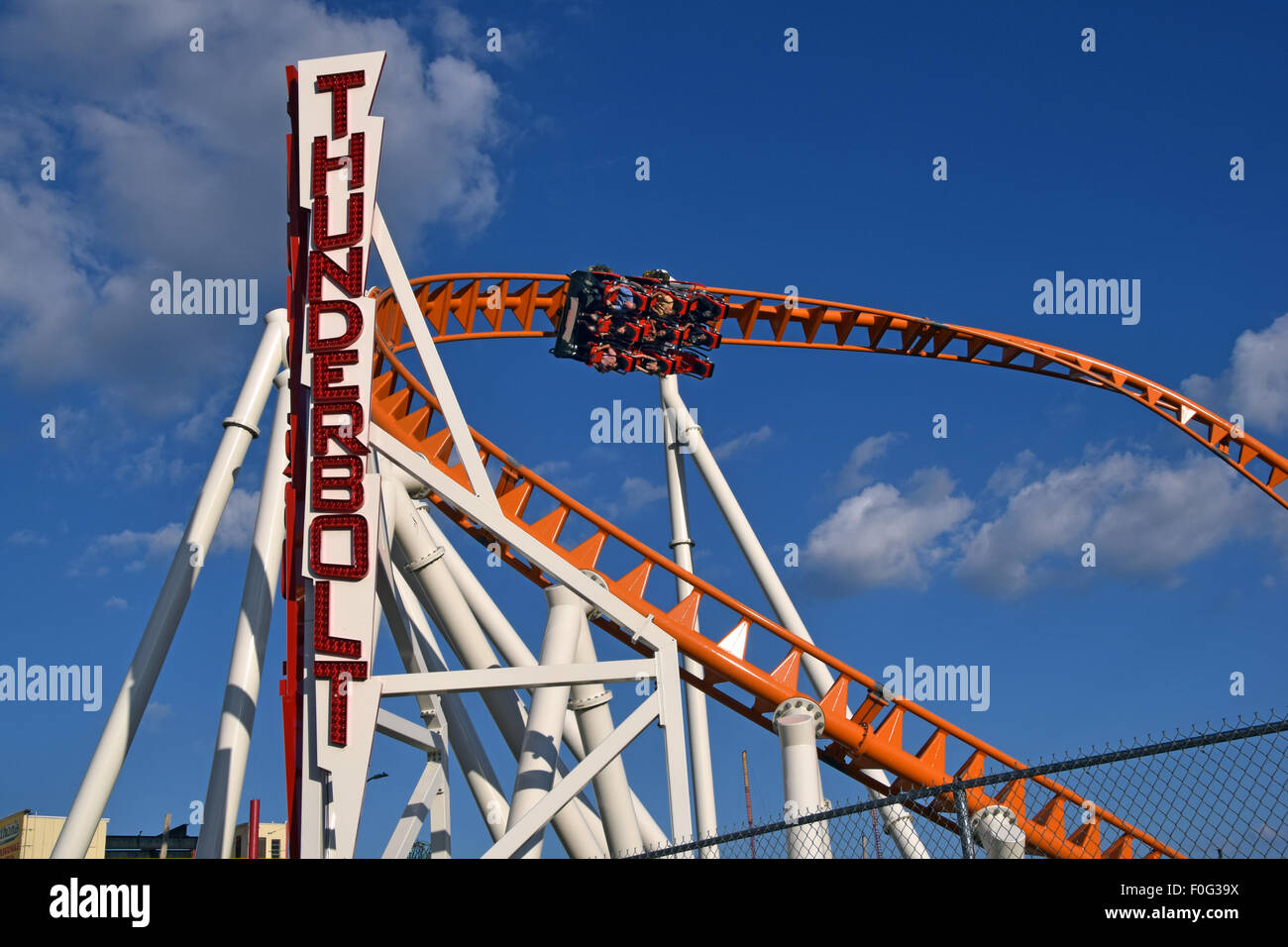 Riders on the Thunderbolt in Coney Island, Brooklyn, New York Stock ...